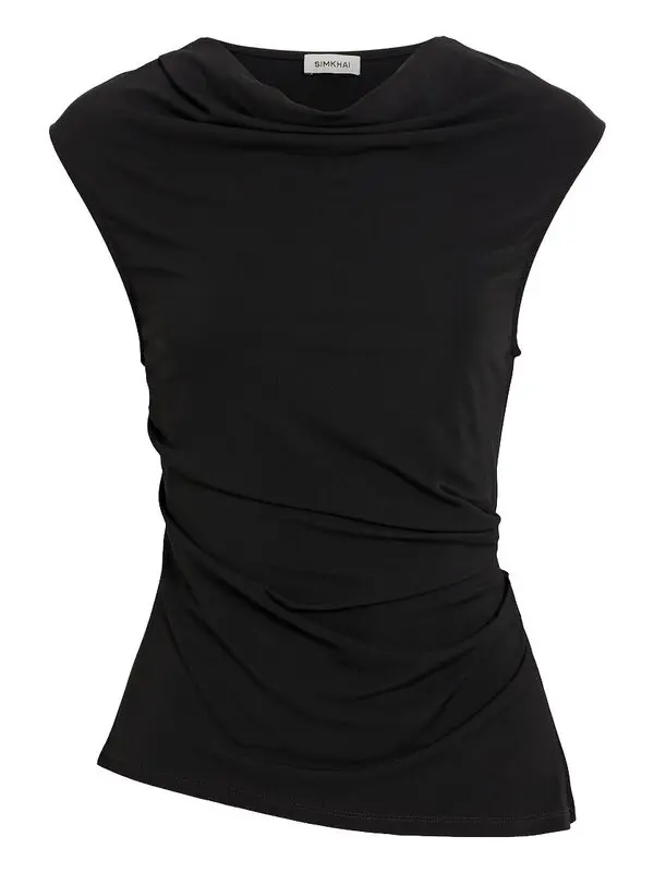 Simkhai Casmi Ruched Stretch-jersey Top - Black