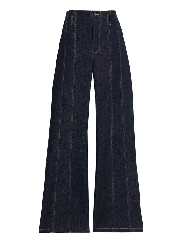 Simkhai Ansel Paneled High-rise Straight-leg Jeans - Dark Denim
