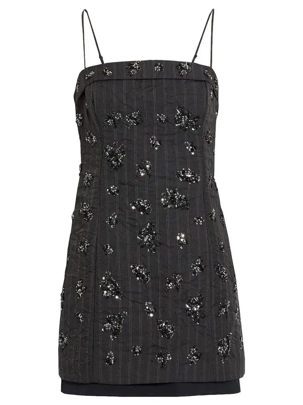 Simkhai Anden Embellished Striped Mini Dress - Charcoal