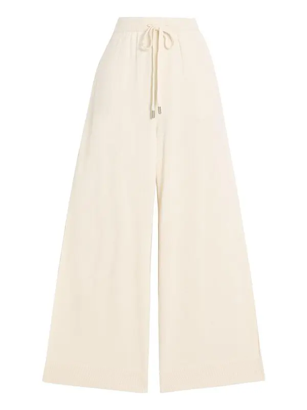 Simkhai Celine Cotton And Cashmere-blend Wide-leg Pants - Ivory