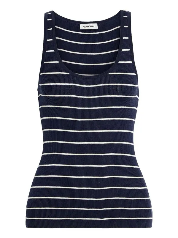 Simkhai Kioni Striped Ribbed Tank - Navy