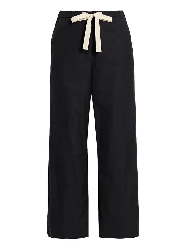 Max Mara Cotton-poplin Wide-leg Pants - Black
