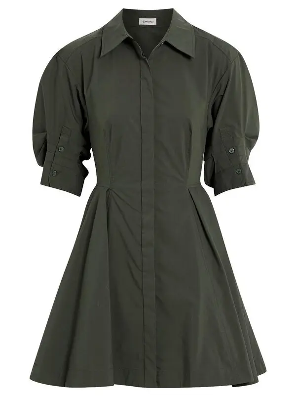 Simkhai Jazzie Pleated Mini Shirt Dress - Army Green