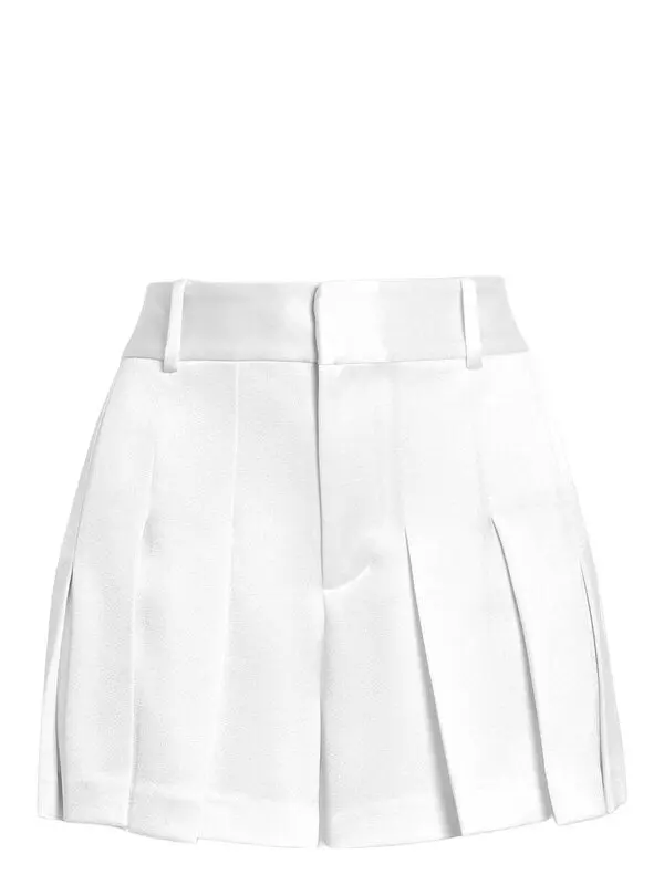 Alice + Olivia Simon Pleated Crepe Shorts - White