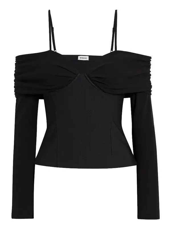 Simkhai Hazel Off-the-shoulder Stretch-jersey Bustier Top - Black