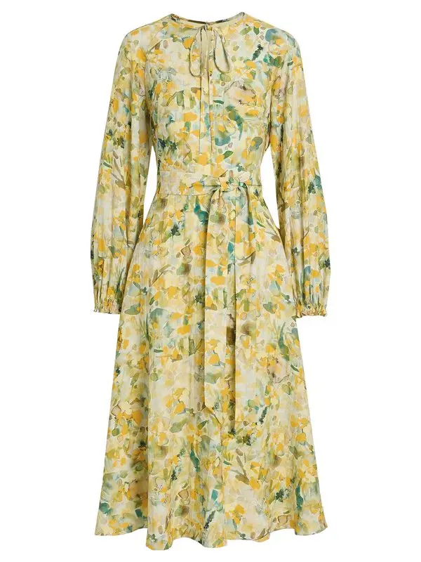 MIKAEL AGHAL Floral-print Voile Midi Dress - Saffron