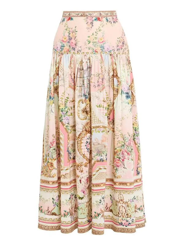 Camilla Crystal-embellished Floral-print Maxi Skirt - Pastel Pink