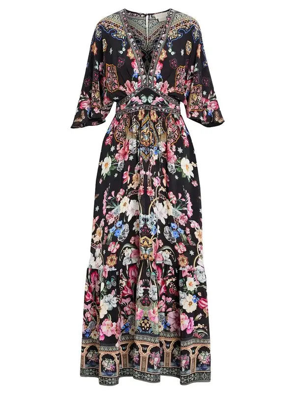 Camilla Crystal-embellished Floral-print Maxi Dress - Black