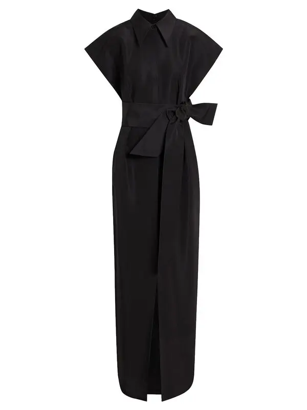 Carolina Herrera Silk-faille Gown With Detachable Waist Tie - Black
