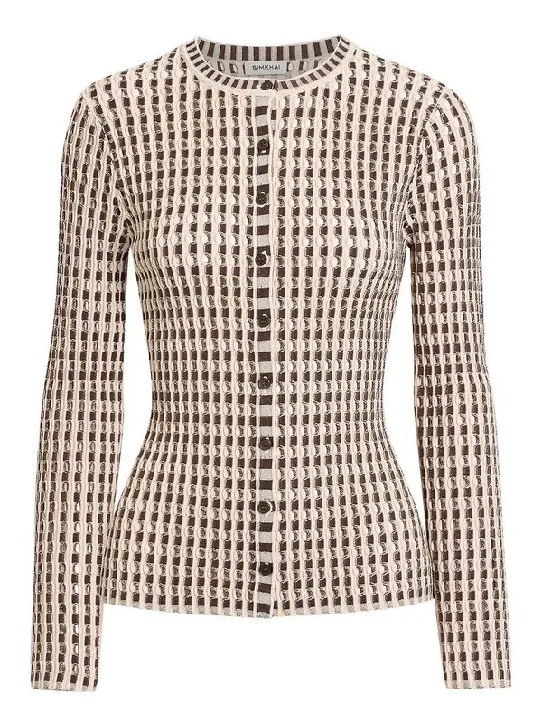 Simkhai Gracen Laser-cut Stretch-knit Cardigan - Chocolate