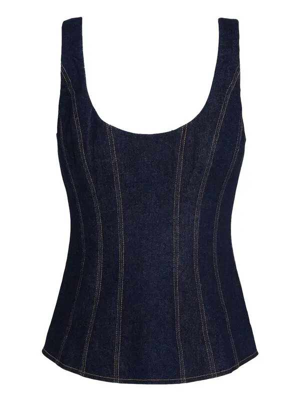 Simkhai Lachlan Denim Bustier Top - Dark Denim