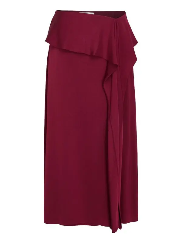 Simkhai Maria Draped Satin Midi Skirt - Claret