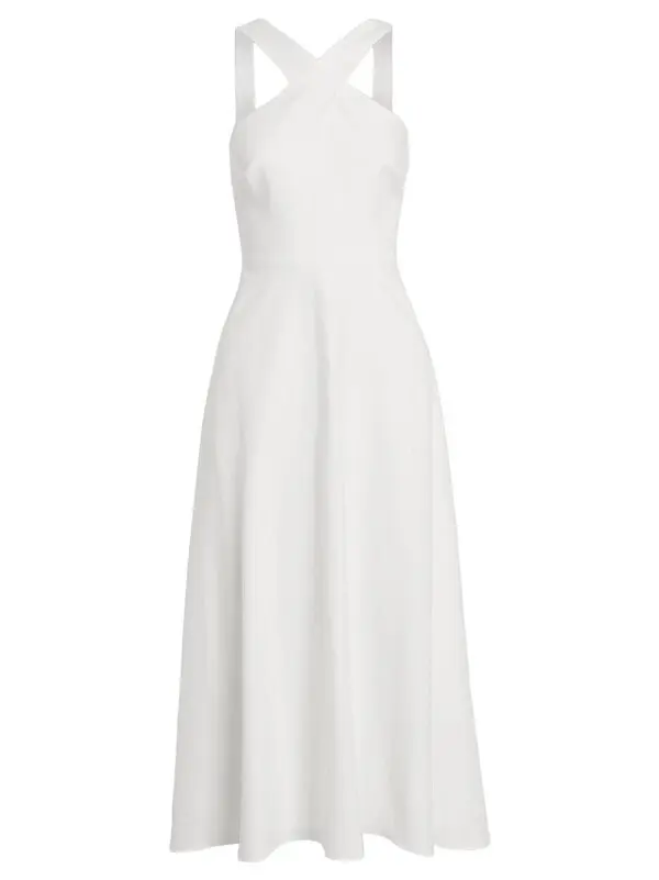 MIKAEL AGHAL Cotton And Linen-blend Midi Dress - White
