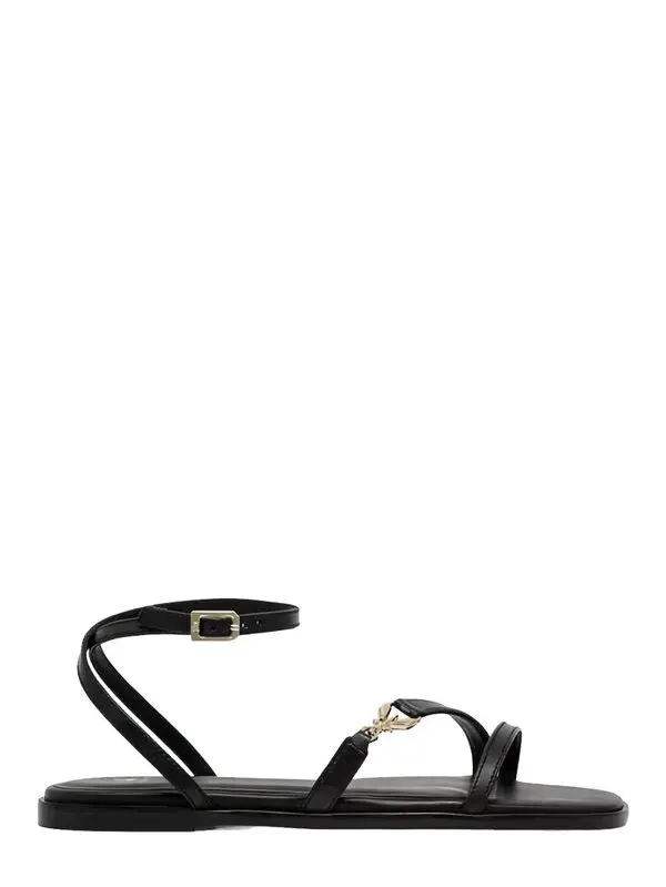 Patrizia Pepe Leather Ankle Strap Sandals - Black