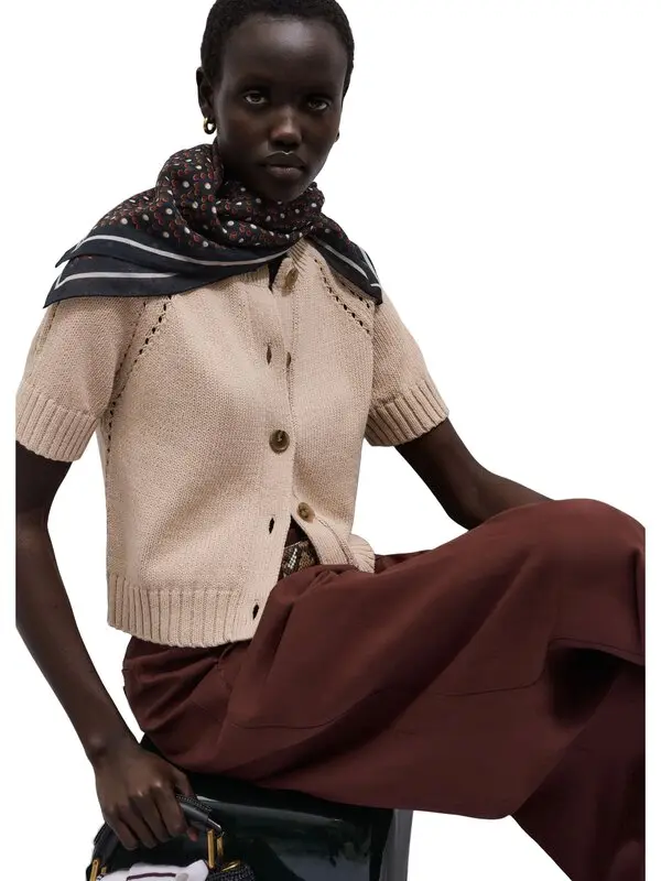 ME+EM Chunky Cotton Knit Cardigan - Stone