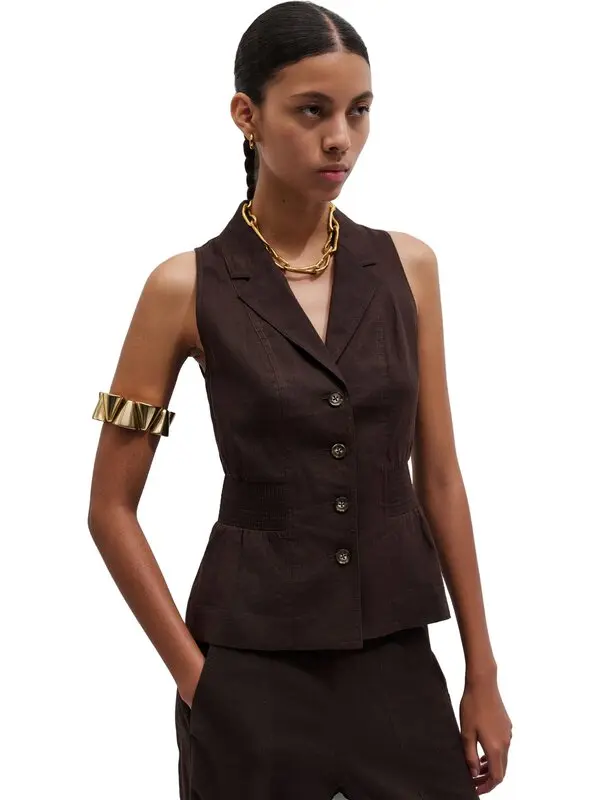 ME+EM Sleeveless Waistcoat - Cocoa Brown