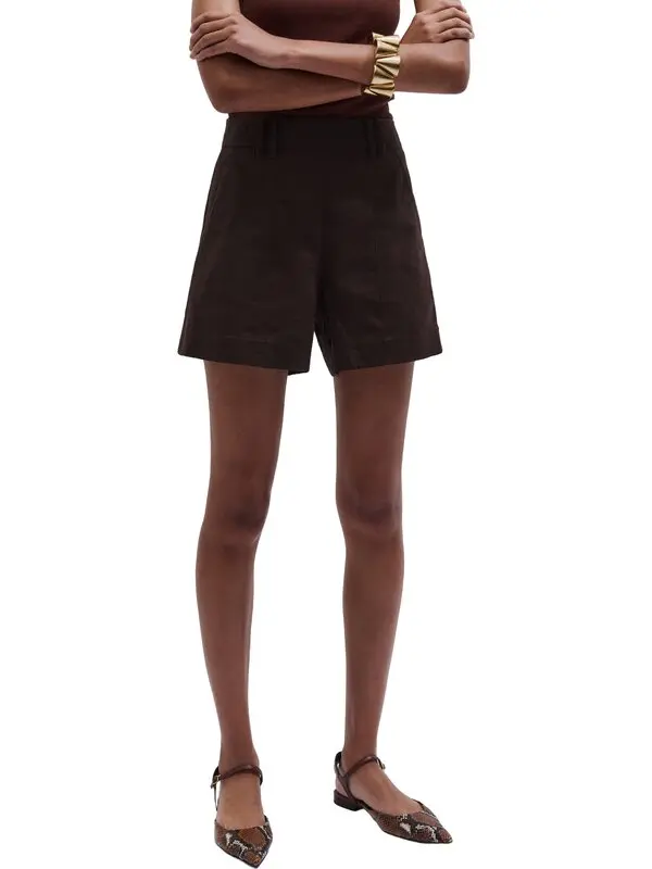 ME+EM Crease-less Linen Shorts - Cocoa Brown