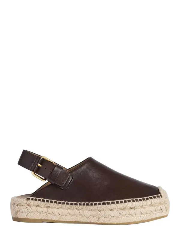 ME+EM Leather Slingback Espadrille - Chocolate