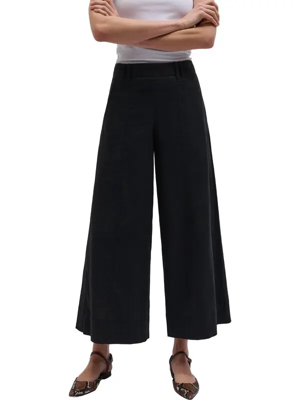 ME+EM Crop Wide-leg Trousers - Black