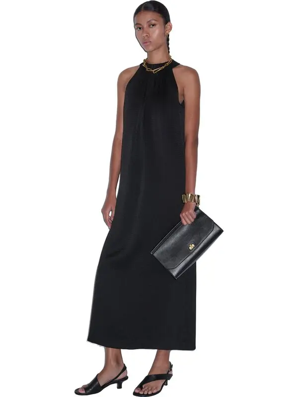 ME+EM Halterneck Shift Maxi Dress - Black