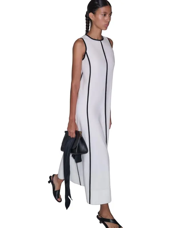 ME+EM Creaseless Linen Maxi Dress - Soft White/black