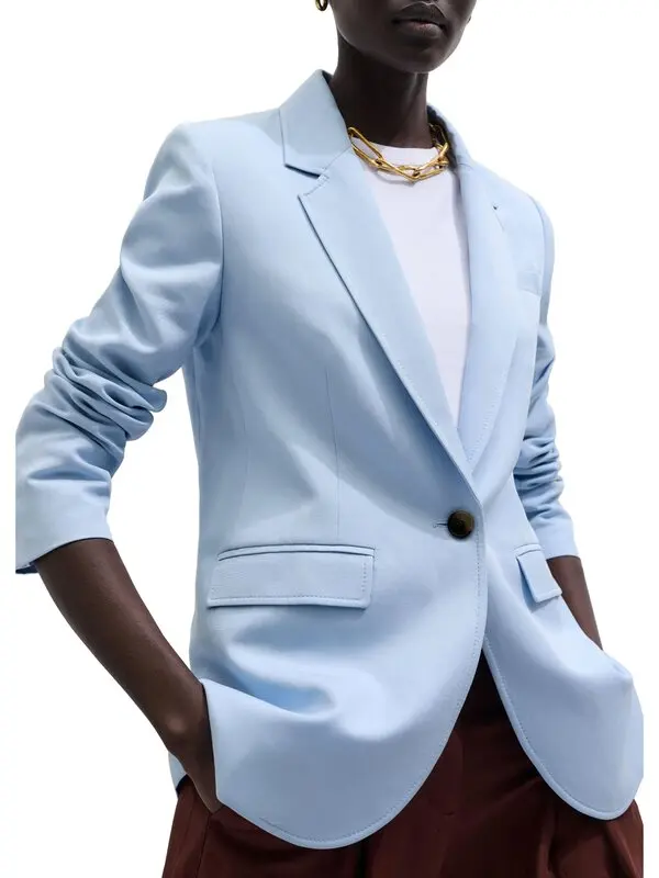 ME+EM Sharp Shoulder Blazer - Sky Blue