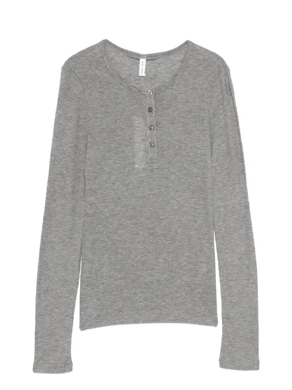 SAMSOE SAMSOE Buttoned Long-sleeve Top - Grey