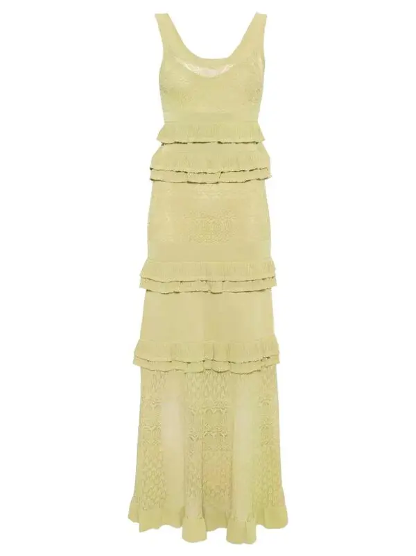 Sandro Ruffled Maxi Dress - Green