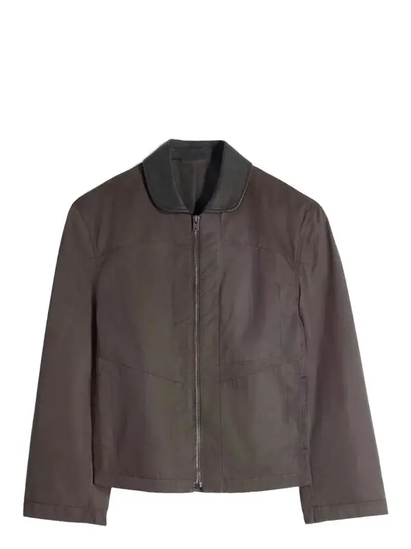 LEMAIRE Leather-collar Twill Jacket - Brown