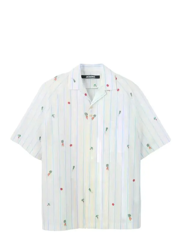 Jacquemus Striped Embroidered Shirt - White