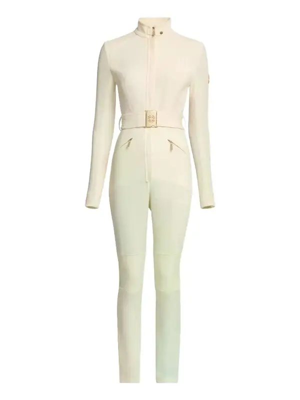 Elie Saab Turtleneck Belted Jumpsuit - Neutrals