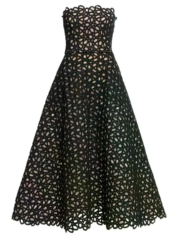 Elie Saab Strapless A-line Midi Dress - Black