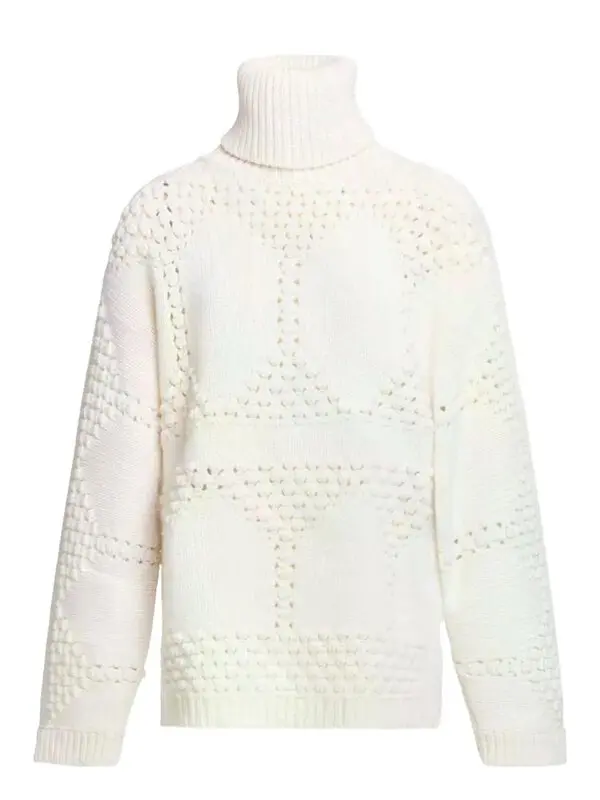Elie Saab Ribbed-knit Turtleneck Sweater - White