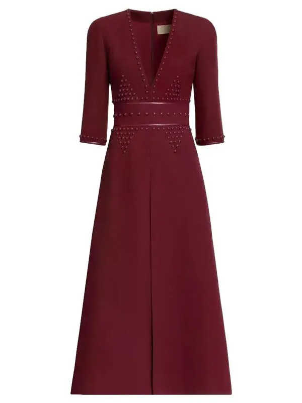 Elie Saab Stud-embellished Midi Dress - Red