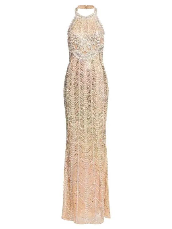 Elie Saab Bead-embroidered Maxi Dress - Neutrals