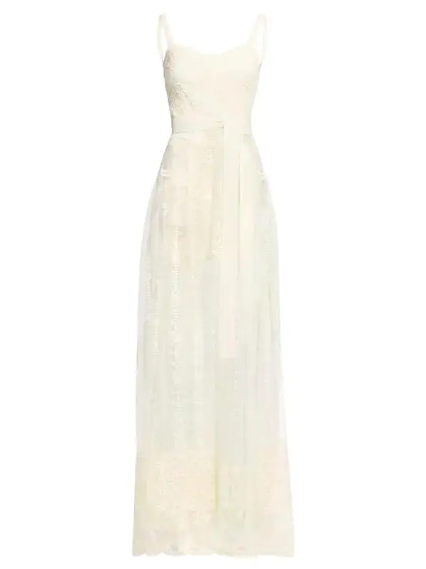 Elie Saab Sleeveless Tulle Maxi Dress - Neutrals