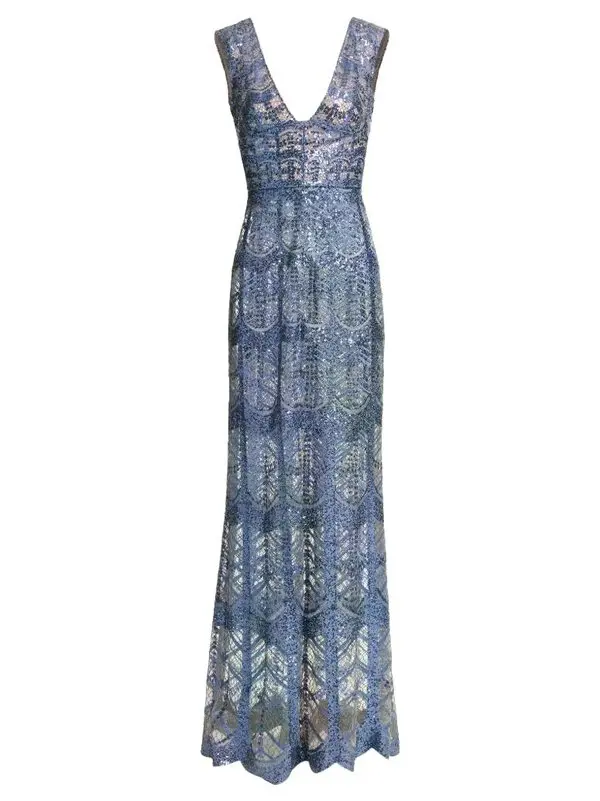 Elie Saab Sequin-embellished Maxi Dress - Blue