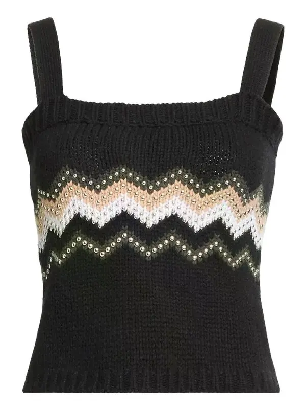Elie Saab Stud-embellished Knit Top - Black