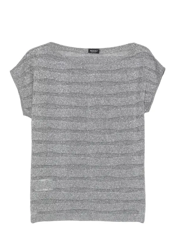 NEERA Lurex Stripe T-shirt - Grey