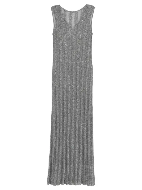 NEERA V-neck Pleated Dress - Grey