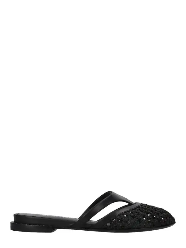 Premiata Woven Studded Flat Mules - Black