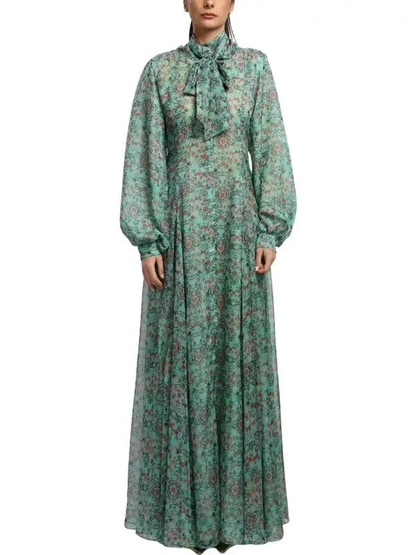 MIAU BY CLARA ROTESCU Riyadh Floral-print Maxi Dress - Green