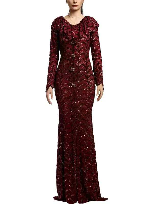 MIAU BY CLARA ROTESCU Sequin-embellished Maxi Dress - Red
