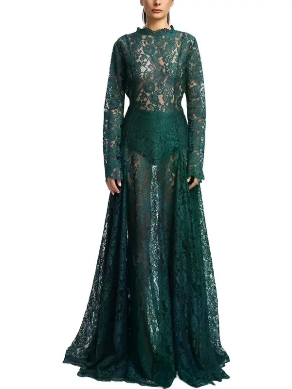 MIAU BY CLARA ROTESCU Inara Lace Maxi Dress - Green