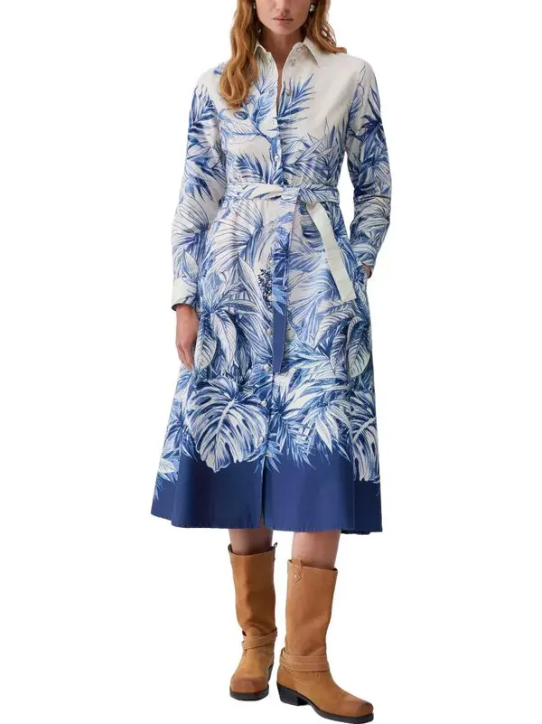Liu Jo Floral-print Midi Shirt Dress - Blue