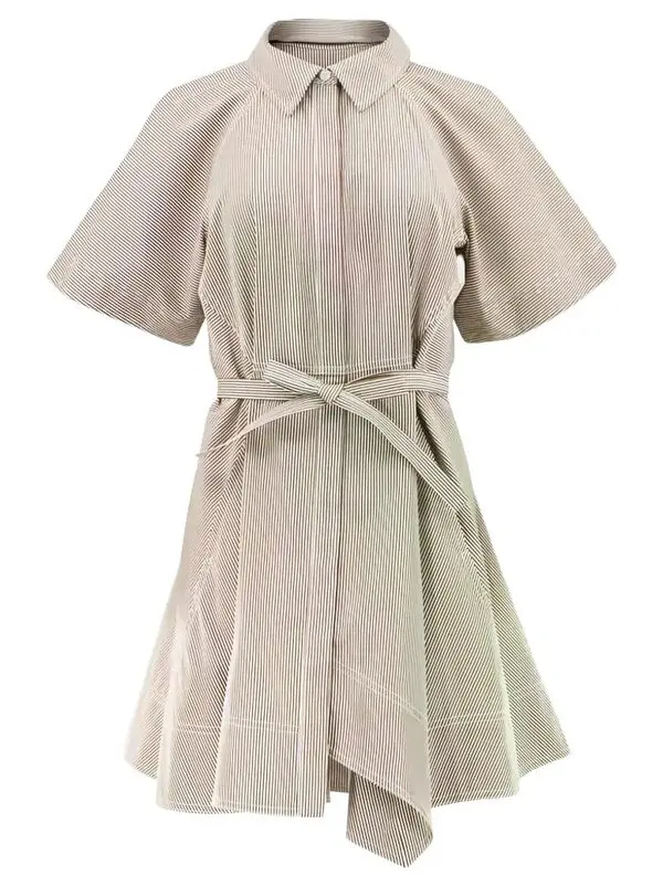 A.L.C. Julie Striped Tie-waist Asymmetric Dress - Neutrals