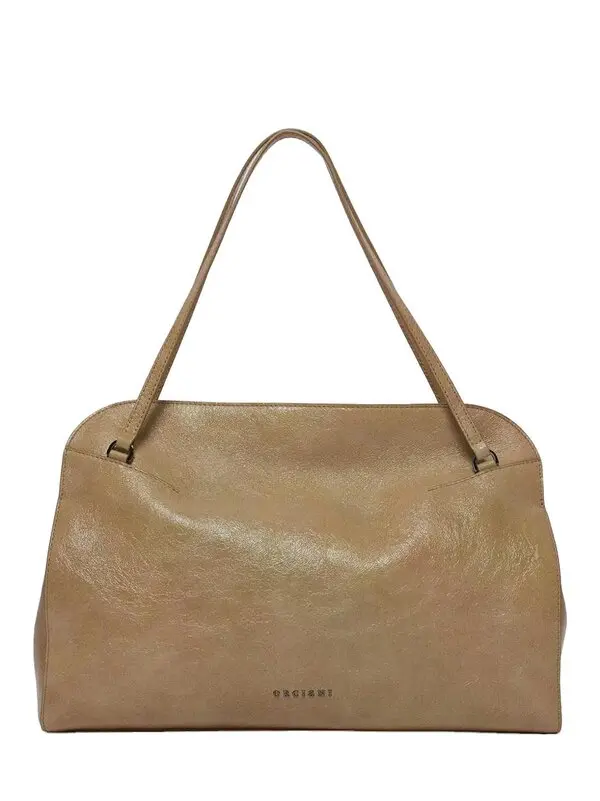 ORTIGNI Lido Leather Tote Bag With Shoulder Straps - Neutrals