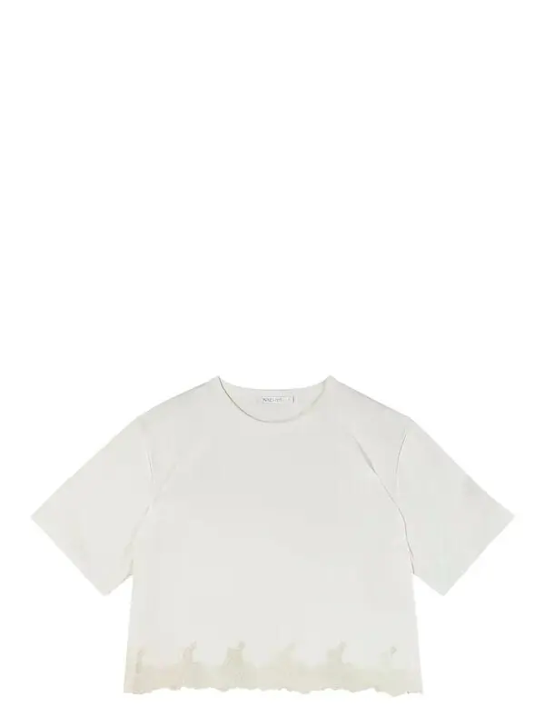 Patrizia Pepe Lace Cropped T-shirt - White