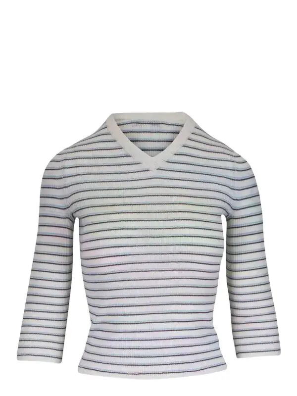 Vince Striped V-neck T-shirt - Neutrals