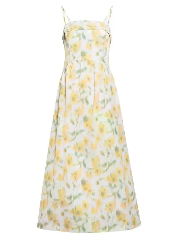 Tanya Taylor Gigi Floral Midi Dress - White